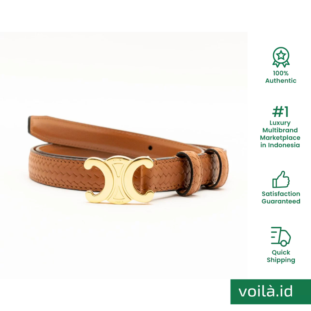 Jual Small Triomphe Braided Natural Calfskin Belt 18mm Tan | Shopee ...