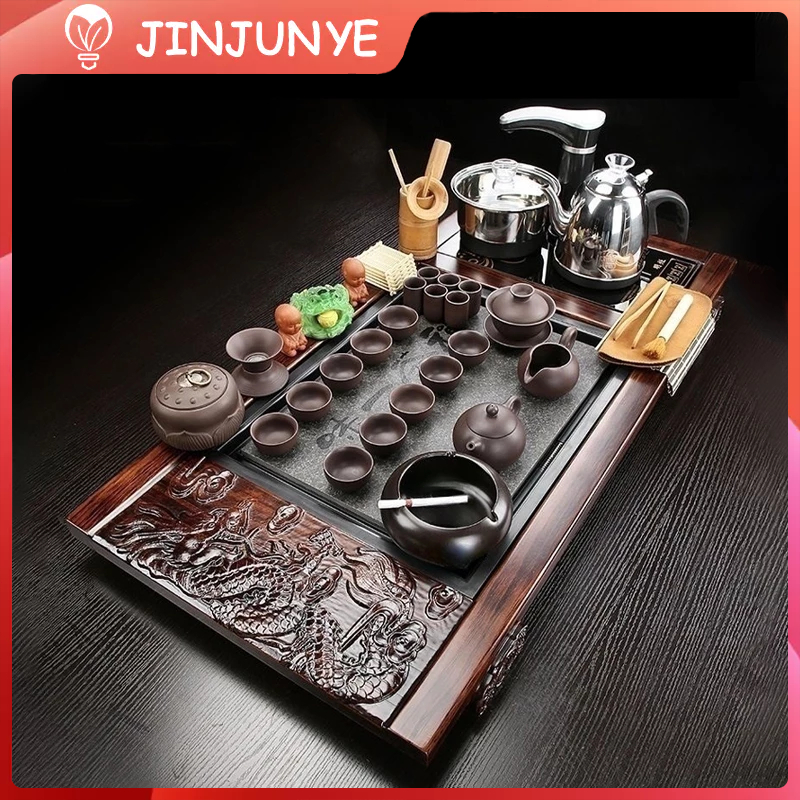 Jual Chines Tea Pot Set Full Set Elektrik Kungfu Tea Set Teapot Tray ...