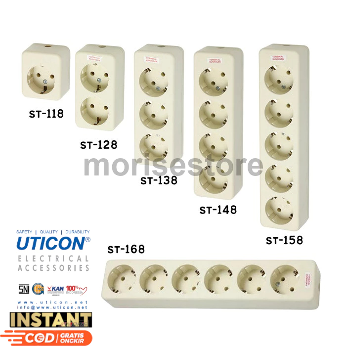Jual UTICON Stop Kontak Arde 1 2 3 4 5 6 Lubang Outbow Kuningan Original | Shopee Indonesia