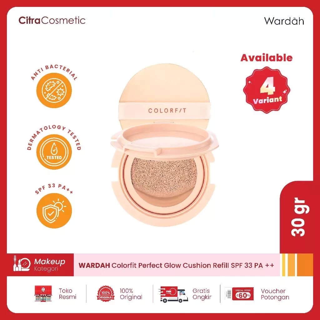 Jual ️CitraCosmetic ️ Wardah Colorfit Perfect Glow Cushion Refill SPF ...