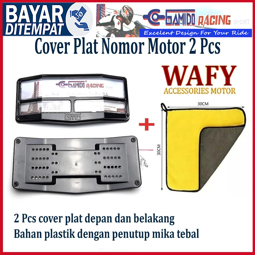 Jual Paket Cover Bingkai Plat Nomor Gamido Mika Model Cembung + Kain ...