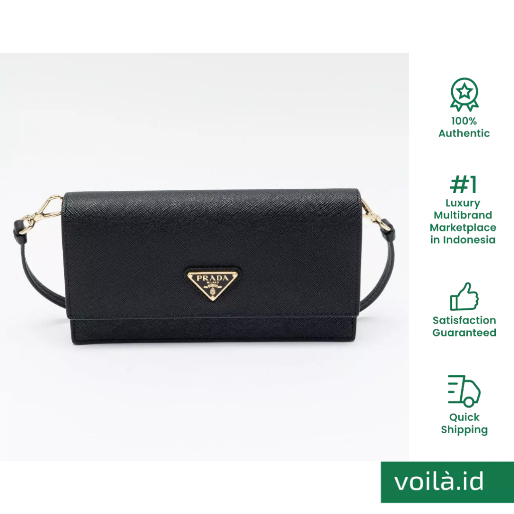 Jual Prada Triangle Logo Saffiano Leather Mini Crossbody Bag Black ...