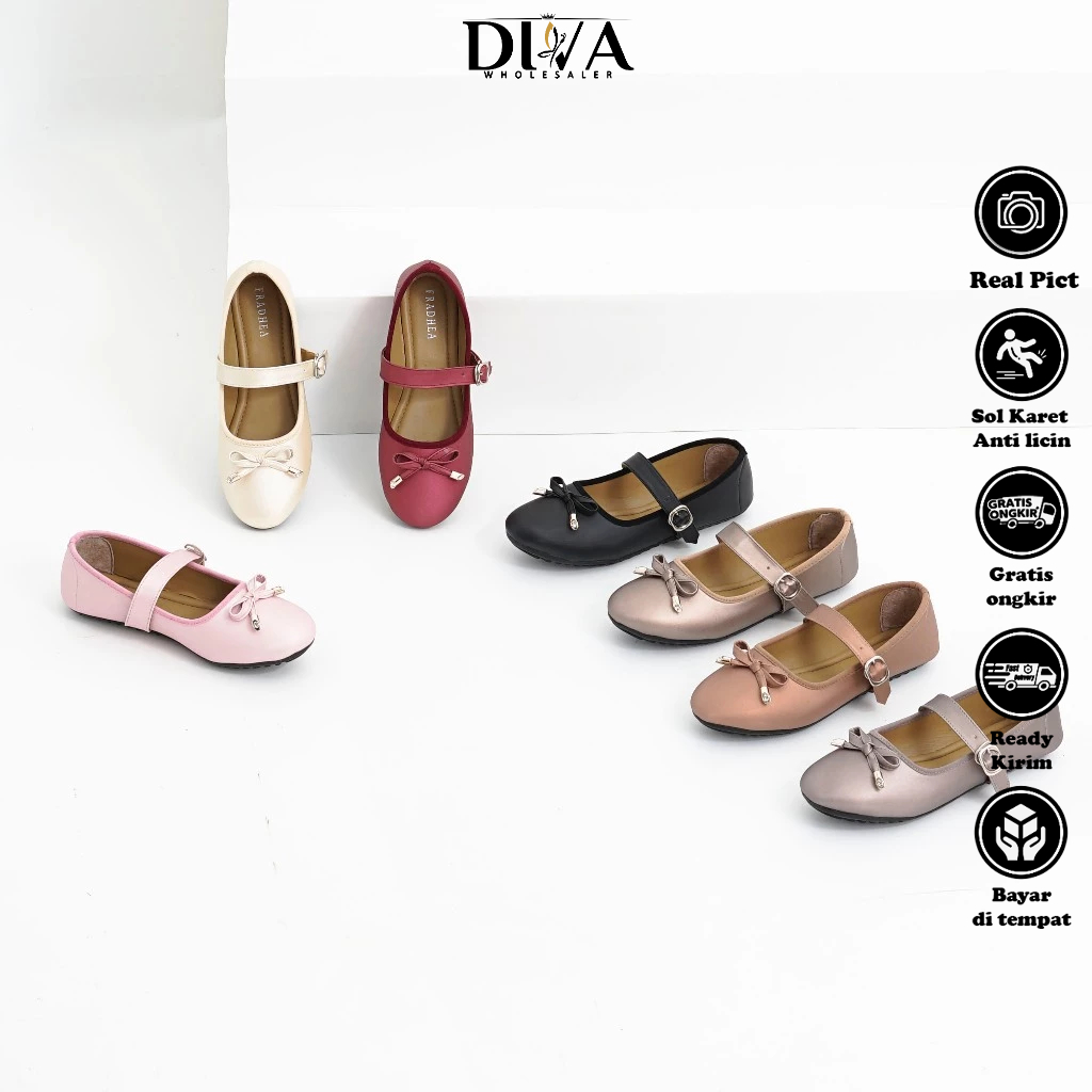 Jual Sepatu Balet Flat Shoes Wanita Hitam Kerja Elegan Murah Kekinian ...