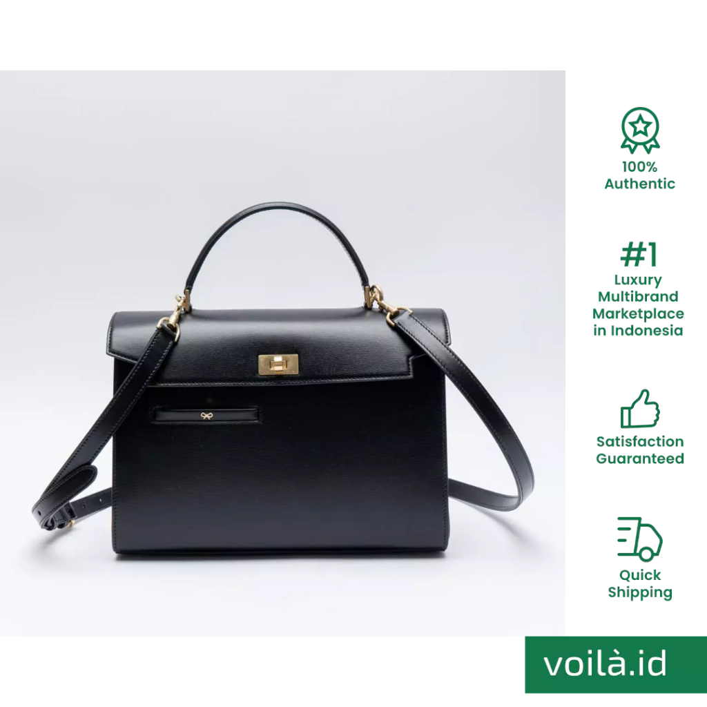 Jual Mortimer Top Handle Bag Calf Leather Black | Shopee Indonesia