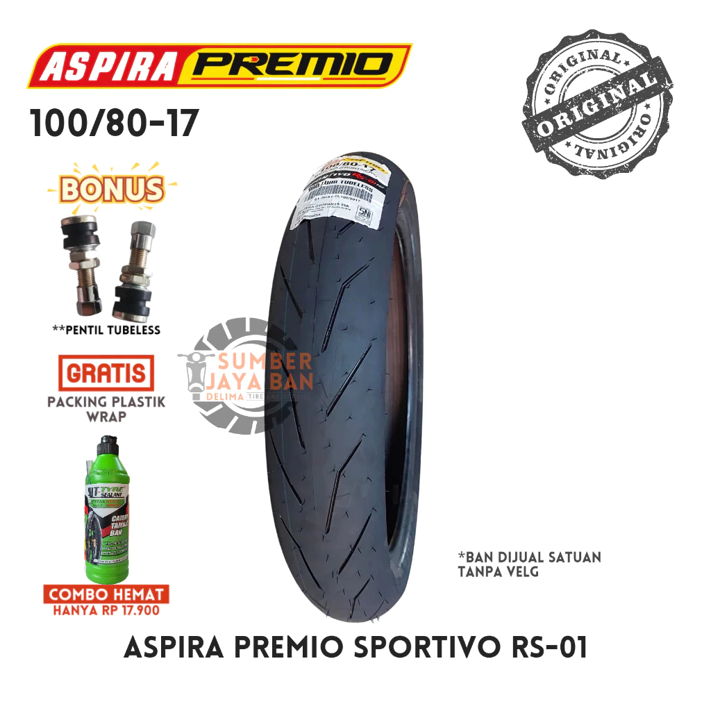 Jual Aspira Premio Sportivo RS-01 100/80-17 Ring 17 100/80 Ring 17 Ban Motor Tubeless Tubles ...