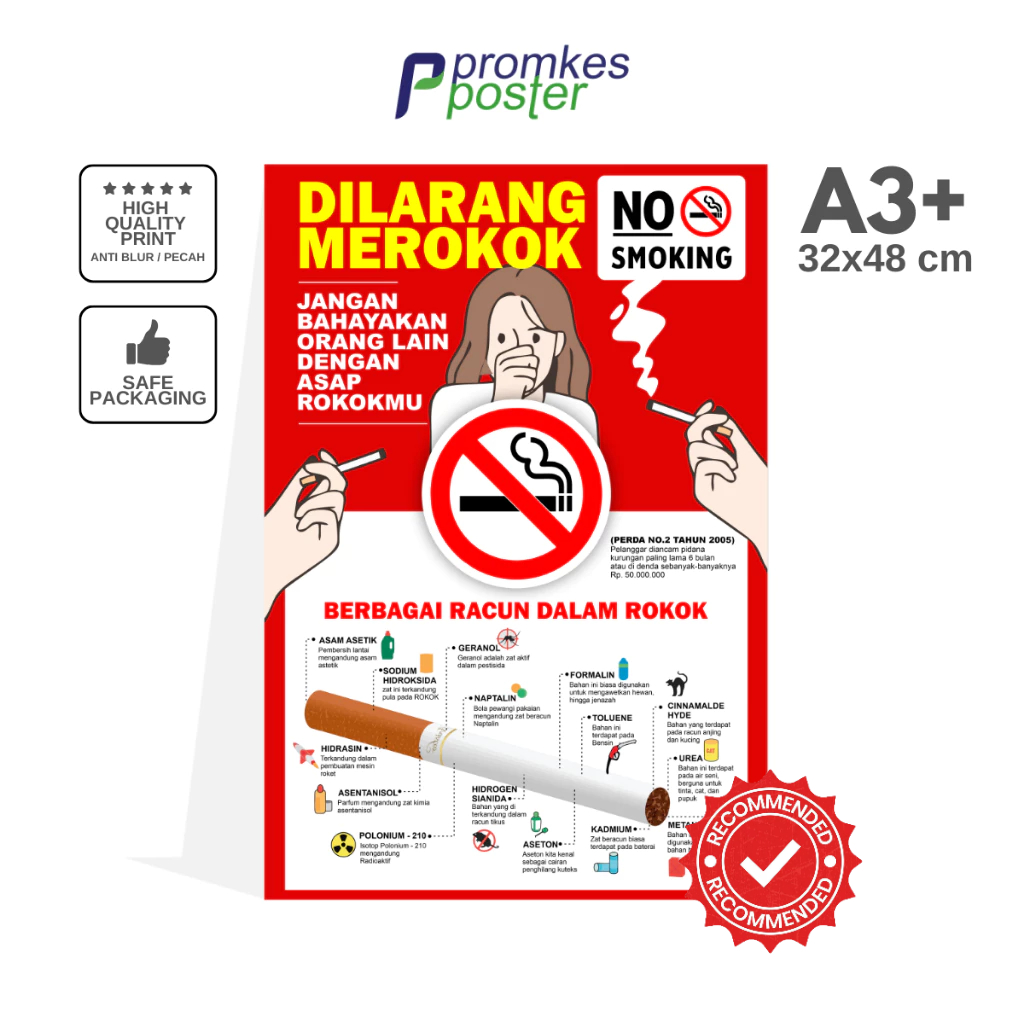 Jual Poster Kesehatan Dilarang Merokok dan Isi Racun dalam Rokok ...