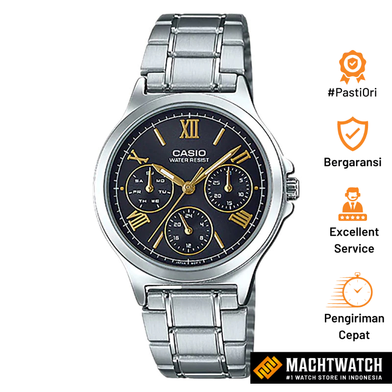 Jual Jam Tangan Wanita Casio General LTP-V300D-1A2UDF Analog Ladies Black Dial Stainless Steel ...