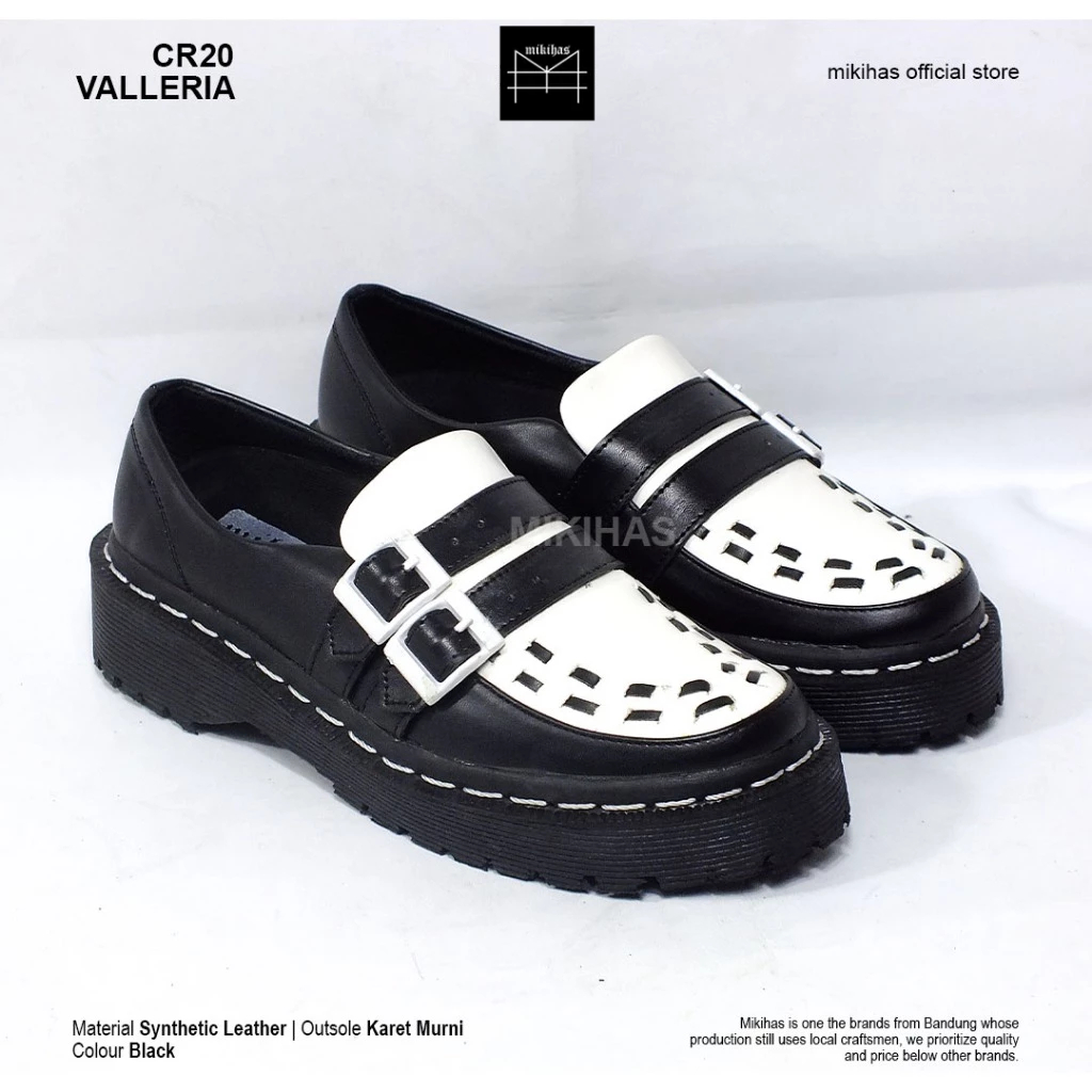 Jual Mikihas - Sepatu Penny Loafers Wanita Hitam Putih - Valleria CR20 ...