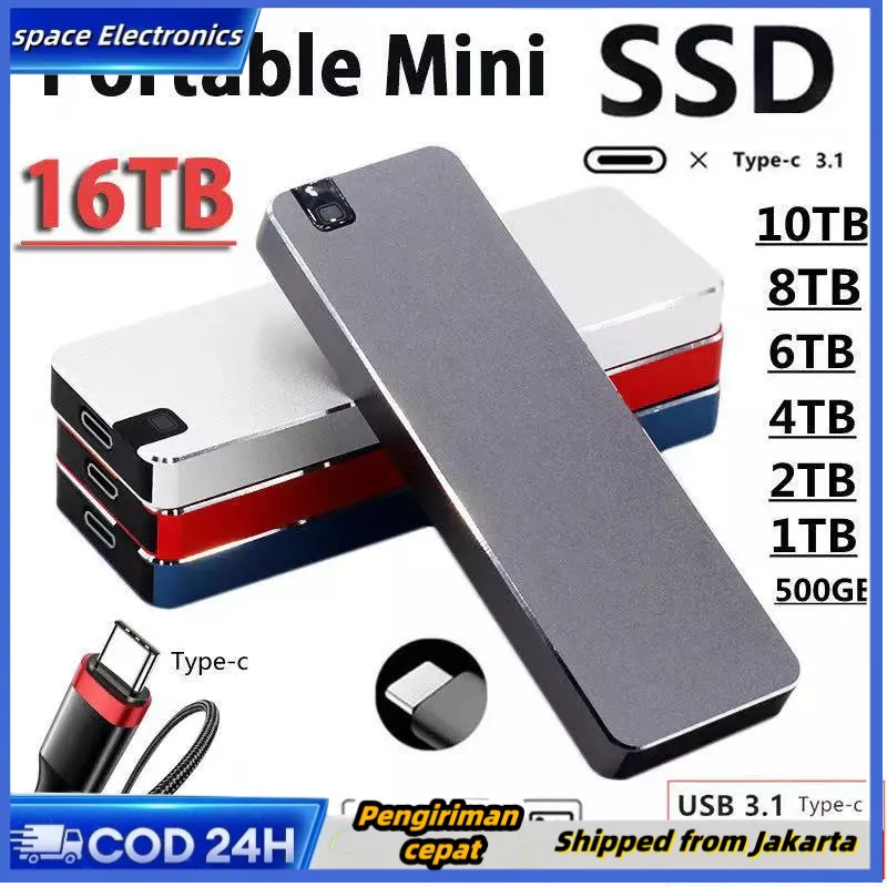 Jual 【NEW】Portable SSD Type-c USB3.1 hard drives 2TB 8TB 16TB Hardisk ...
