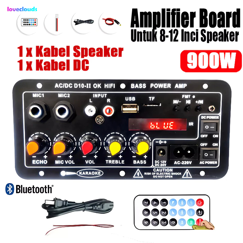 Jual D10 II 900W Power Amplifier Board Bluetooth 5.0 Digital Display AC ...