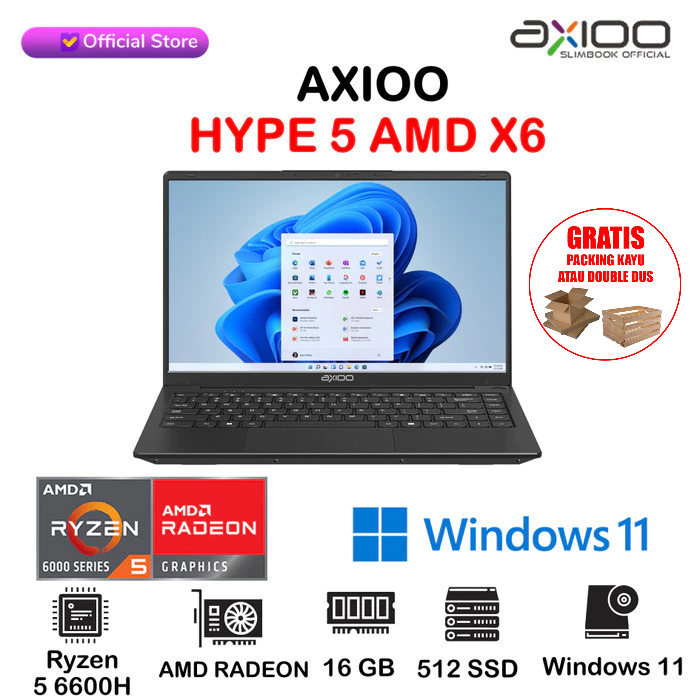 Jual AXIOO NOTEBOOK MYBOOK HYPE 5 (X6) RYZEN 5-6600H 16 GB/512 GB ...