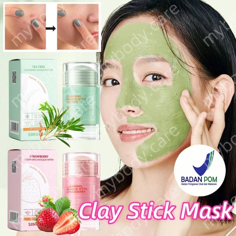 Jual 40g Clay Stick Mask Tea Tree & Strawberry Anti Pores & Acne Mud ...