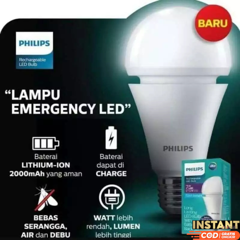 Jual PHILIPS Emergency LED 7W / 7.5W 9W Rechargeable Putih | Shopee ...