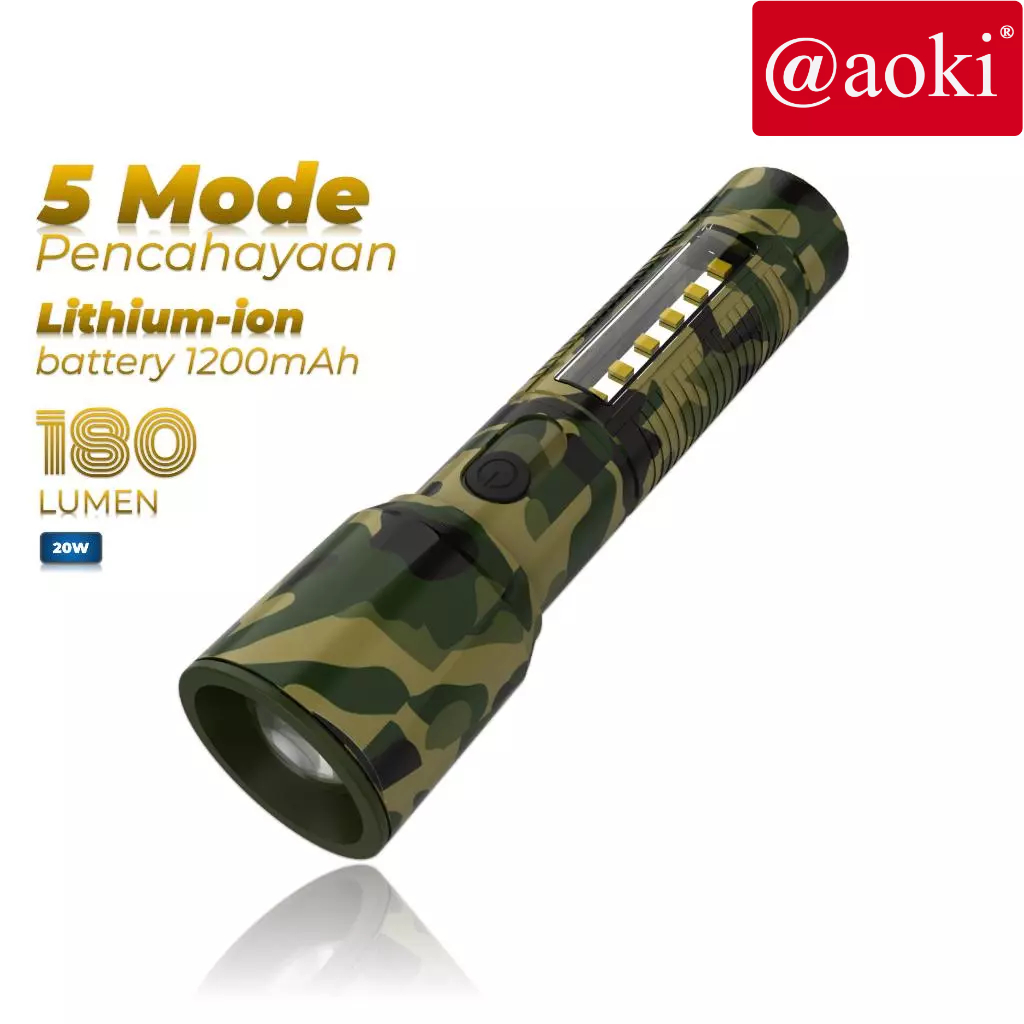 Jual AOKI Senter Taktis Lapisan Kamuflase Multifungsi 5 Mode LED dengan ...