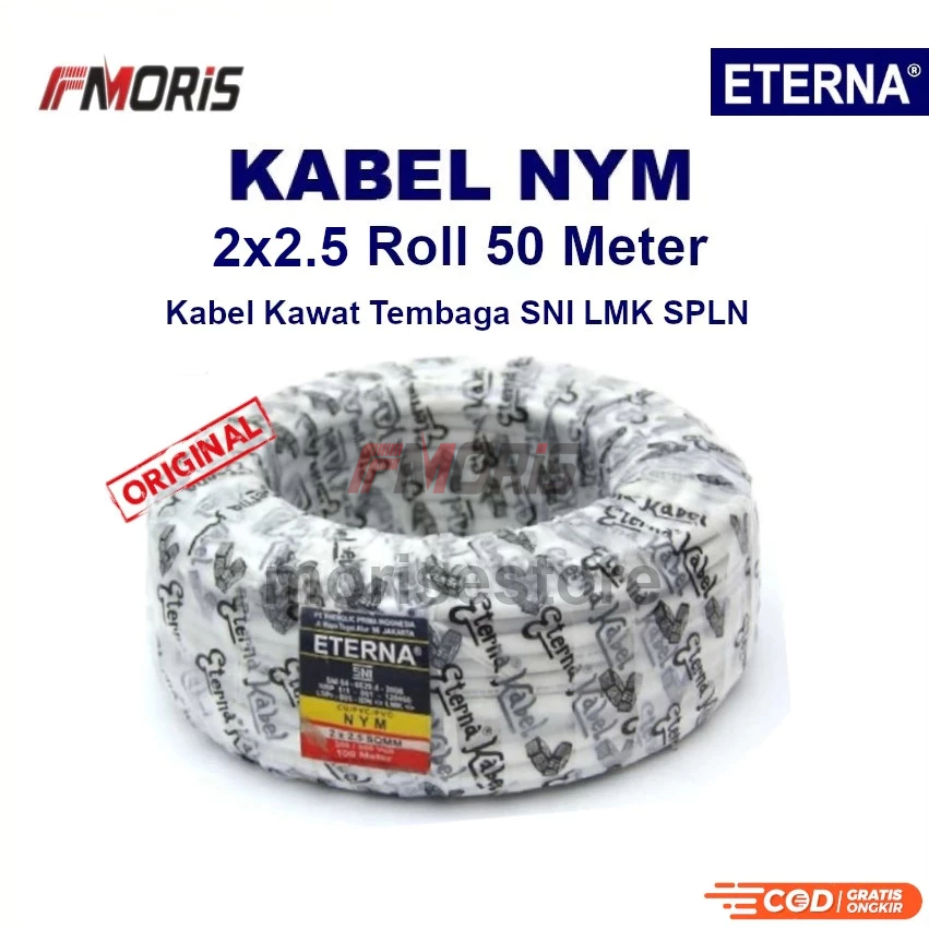Jual ETERNA Kabel Listrik Kawat NYM 2X2,5mm Roll 50m Tembaga Original | Shopee Indonesia