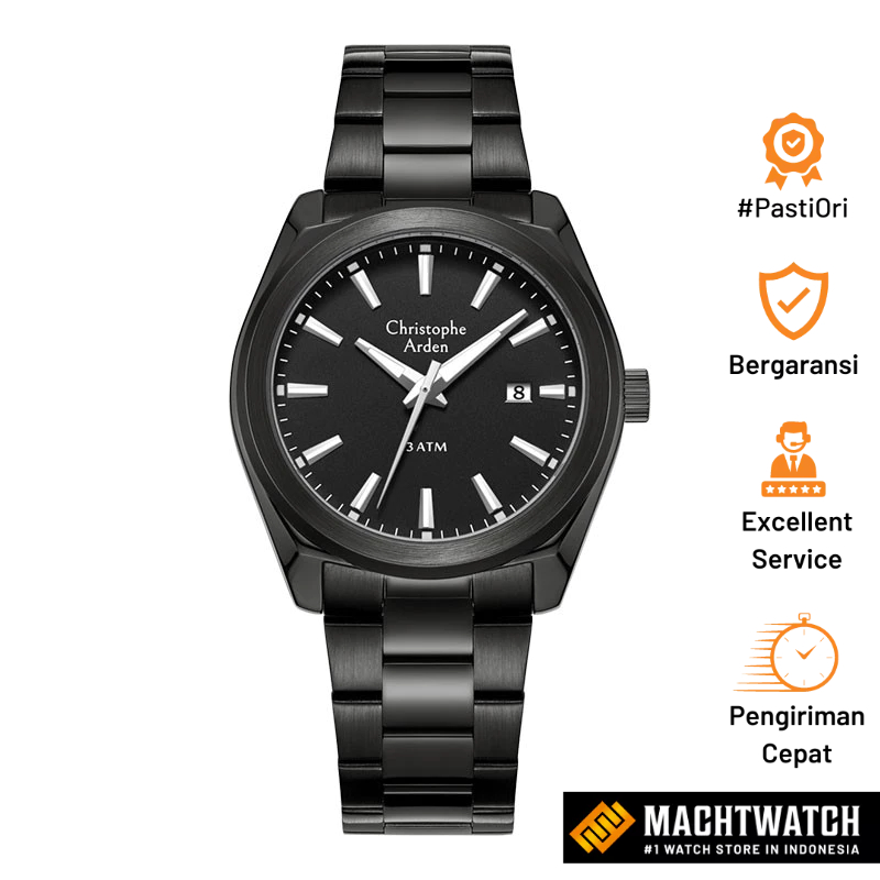 Jual Jam Tangan Pria Christophe Arden CA 3001 MD BIPBA Men Black Dial Black Steel Strap | Shopee ...
