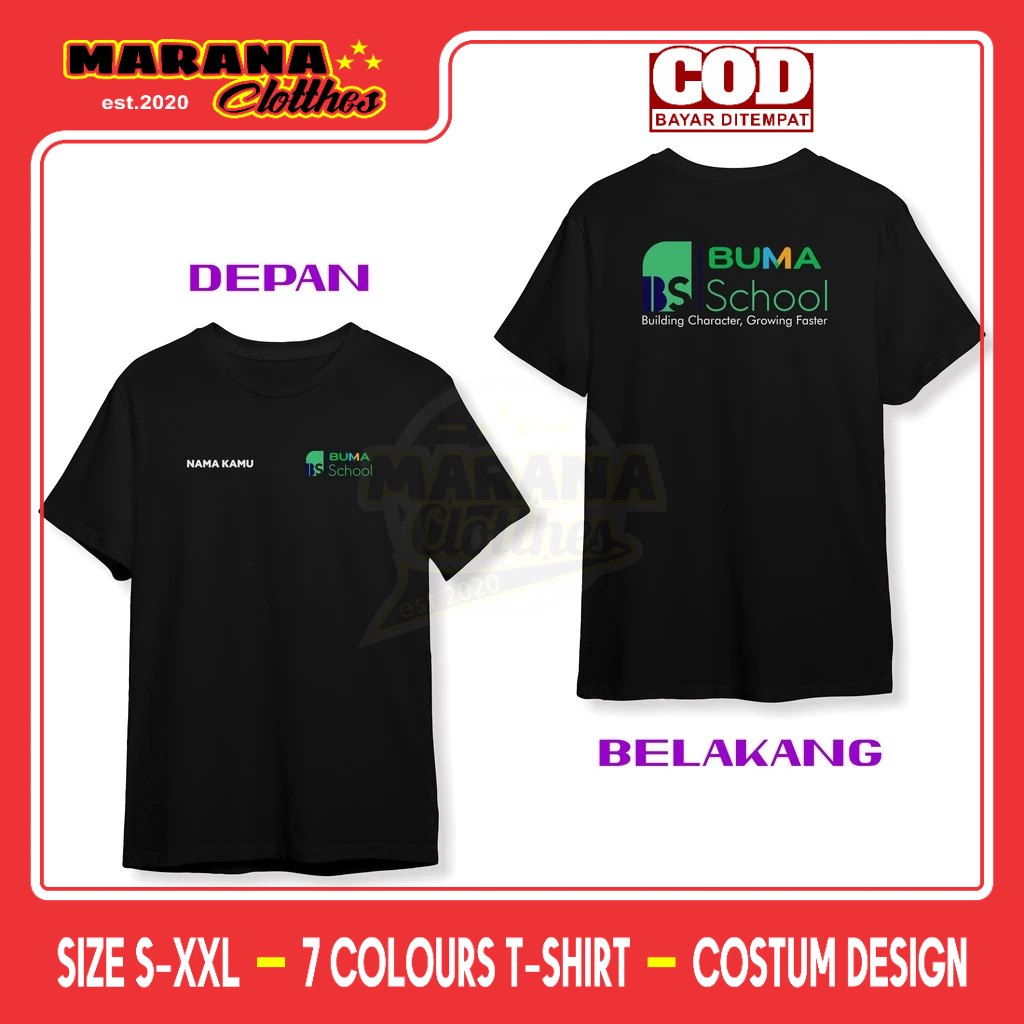 Jual Kaos Logo Buma School Building Character Grow Faster Gratis Nama ...