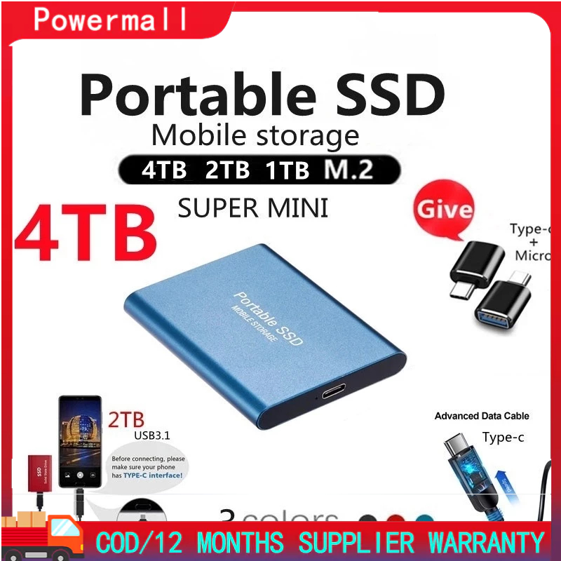 Jual 【ready】Portable SSD External hard drives 1TB 2TB 4TB 8TB Hardisk ...