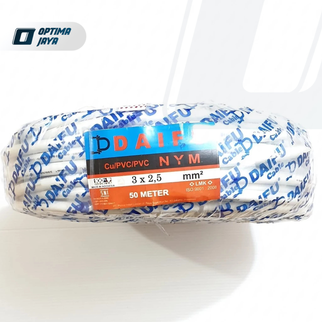 Jual NYM 3x2,5mm² 50 Meter Kabel Listrik Daifu SNI Putih Dalam 3 Batang ...