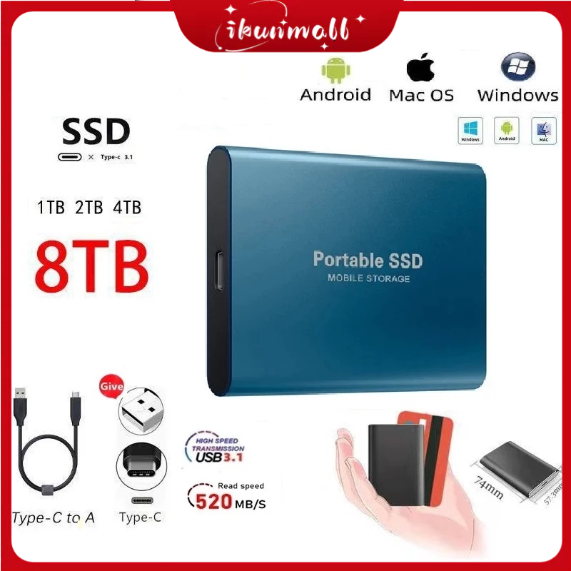 Jual [Ready]Portable SSD External hard drives 1TB 2TB 4TB 8TB Hardisk ...