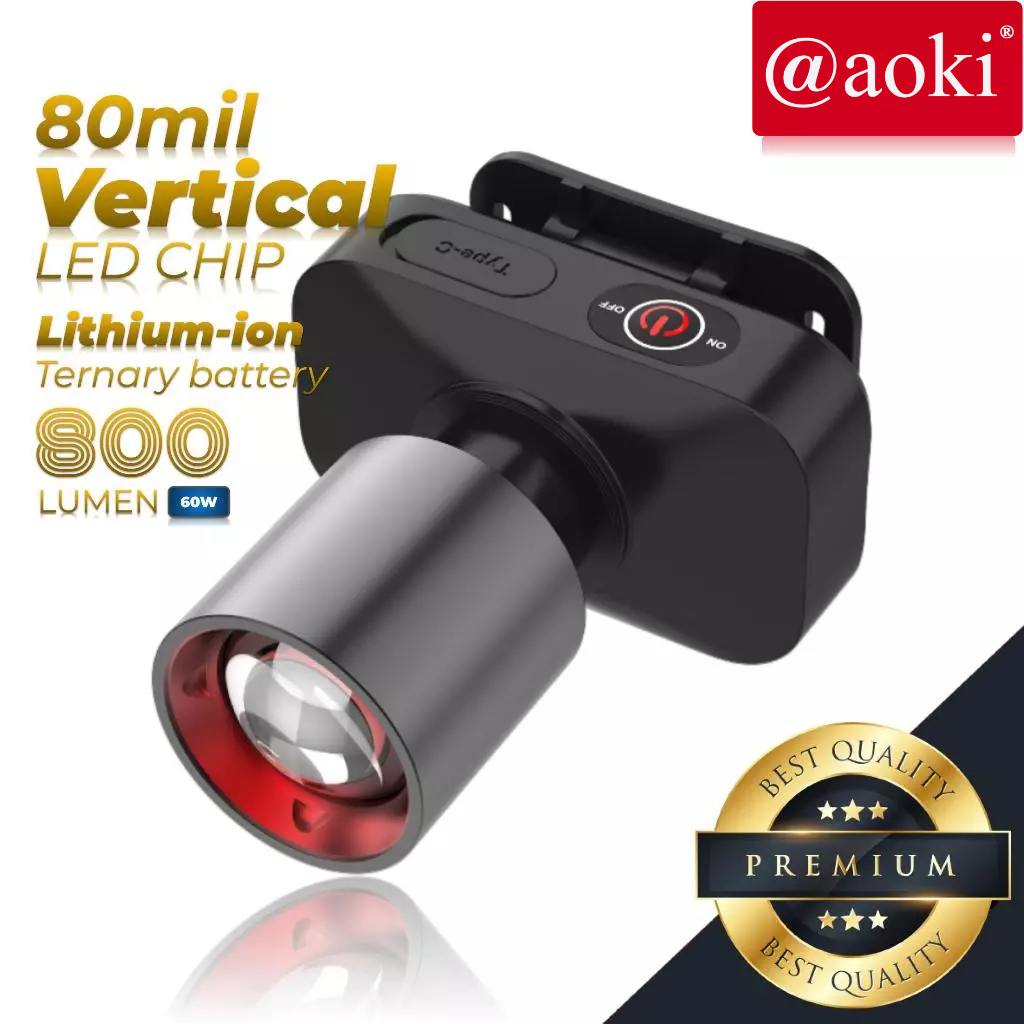 Jual AOKI Senter Kepala Cahaya Maksimal Plus RechargePro dengan USB-C, 60W Fokus & Penyebaran ...