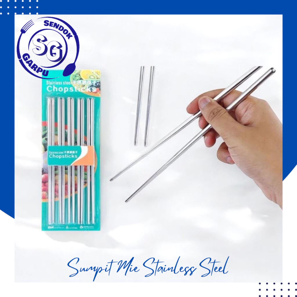 Jual Sumpit Mie High Quality Stainless Steel 5 Pasang (10 Pcs ...