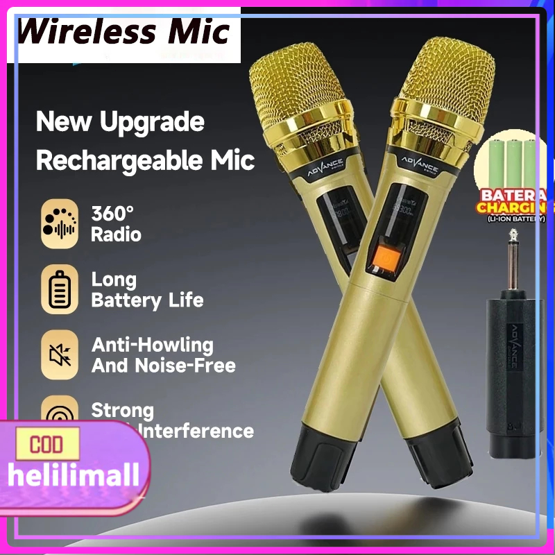 Jual Microphone Dua Mic Profesional Wireless Karaoke Double Mic Advance ...