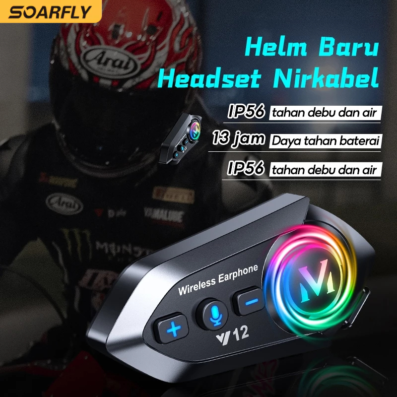 Jual [COD] Headset Helm Intercom Y12/Y12 Pro Bluetooth 5.3 Headset ...