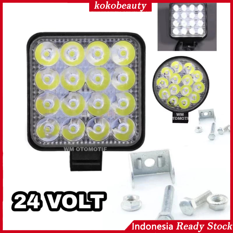 Jual Lampu Tembak 24 Volt Sorot LED CWL 16 Mata Kotak Bulat CREE Truk Bus Canter Tronton Laser ...