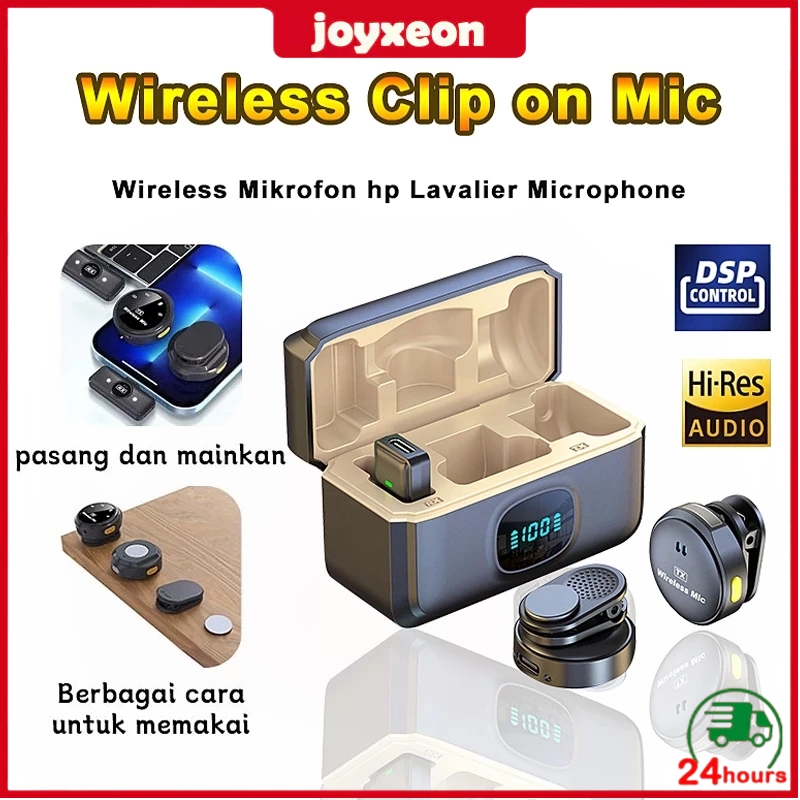 Jual Wireless Microphone 2-In-1 Clip On Mic Magnetic Mikrofon HP Plug ...