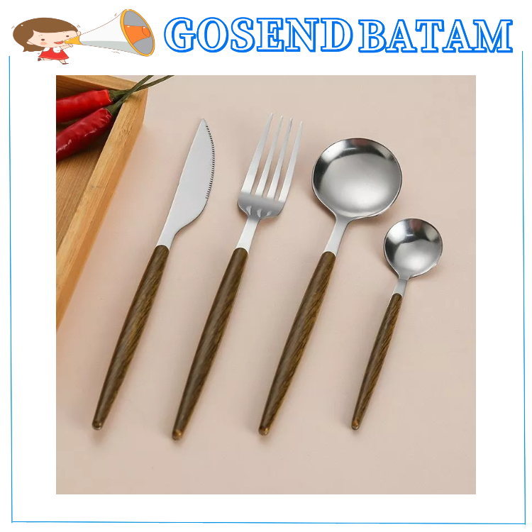 Jual (GOSEND) SENDOK MAKAN STAINLESS STEEL/SENDOK MAKAN/TEH GAGANG KAYU ...