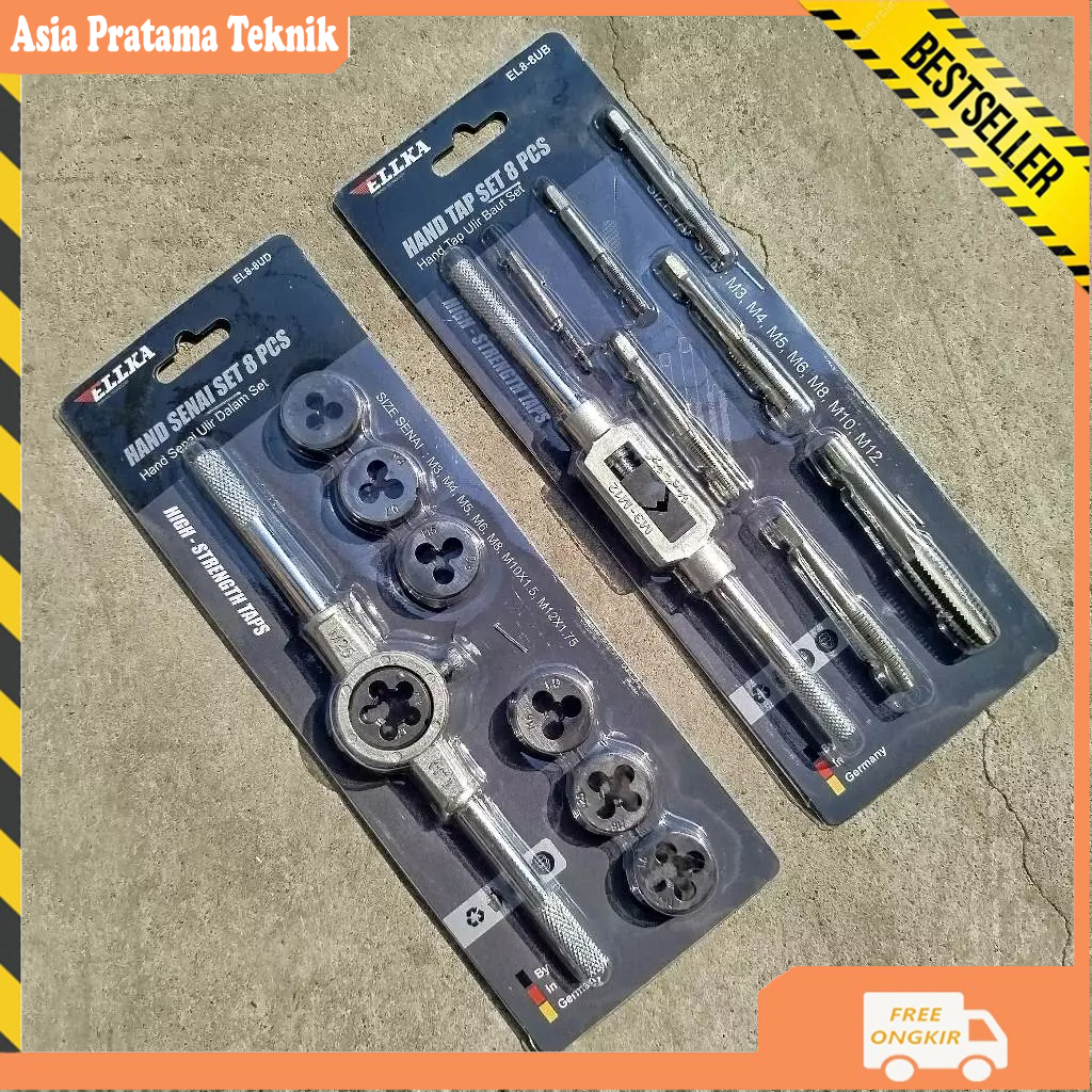 Jual 8 Pcs Hand tap and die set Alat Snai dan Tap Ulir Baut Senai Die ...