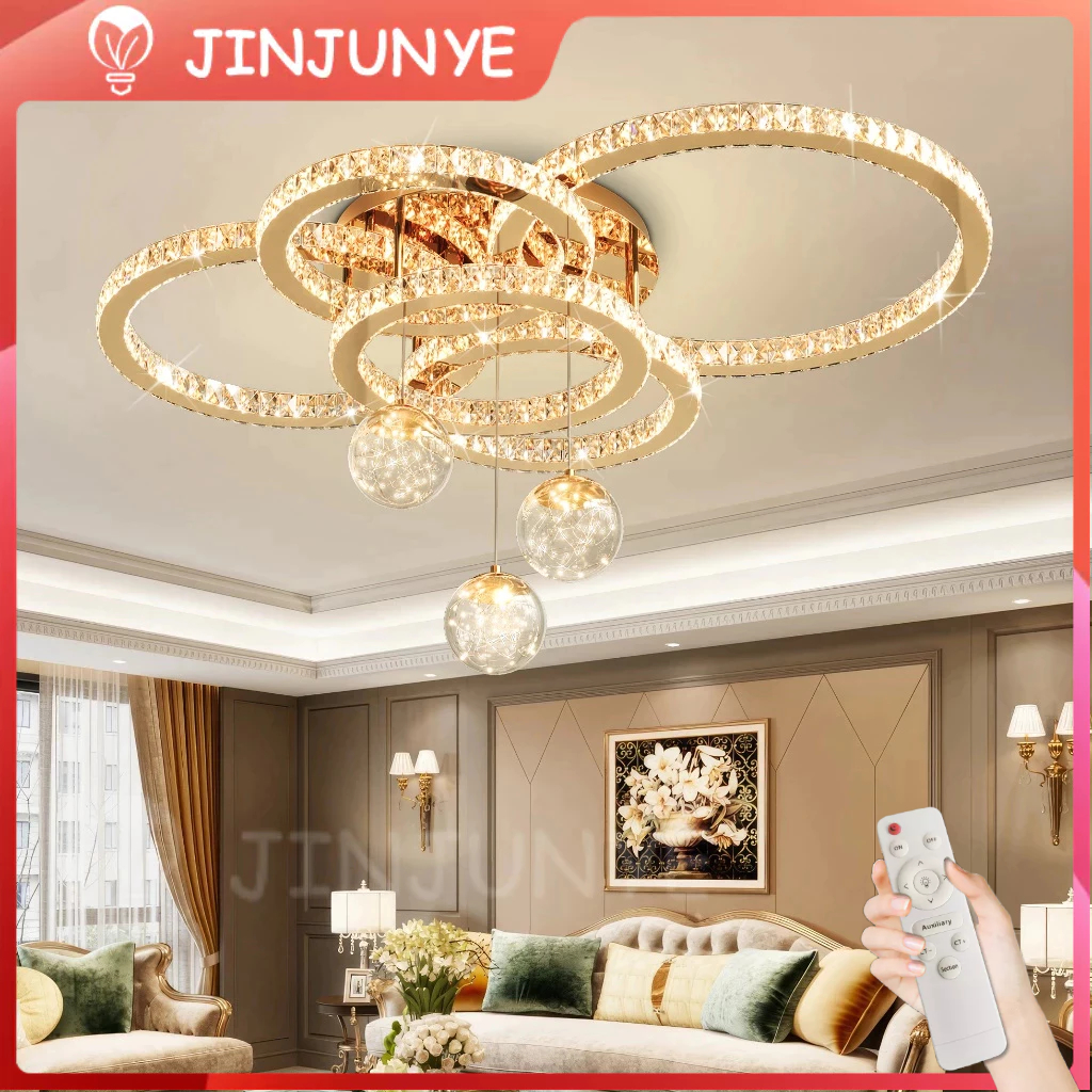 Jual Lampu ruang tamu kristal mewah ringan REMOTE lampu ruang tamu ...