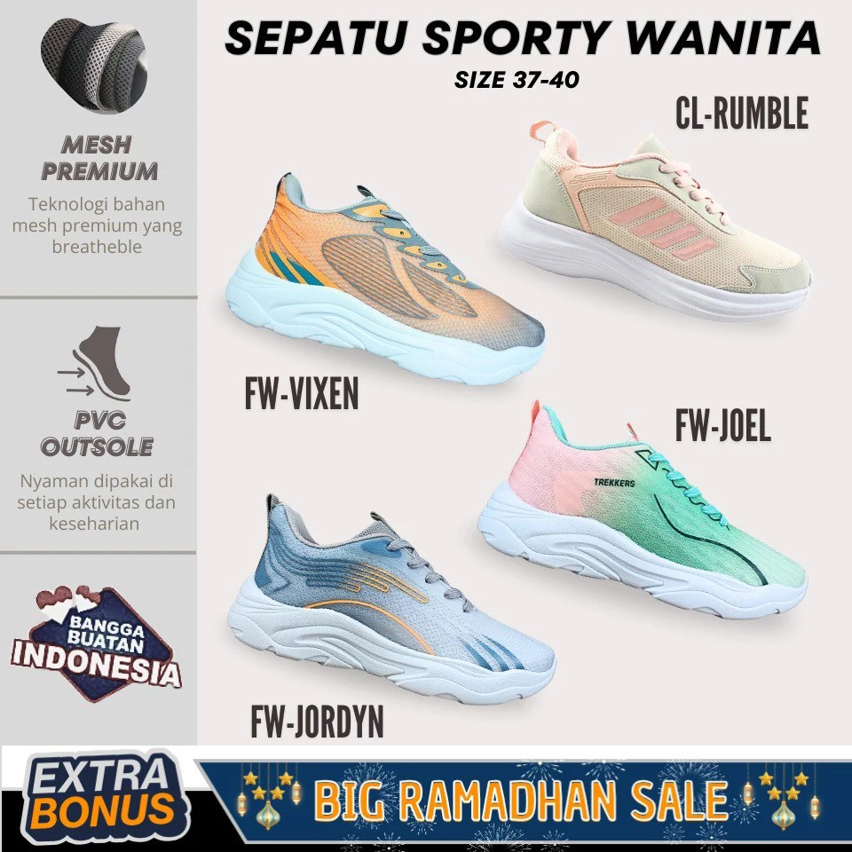Jual Sepatu Sneakers Olahraga Sport Wanita Jogging Lari Gym Running ...