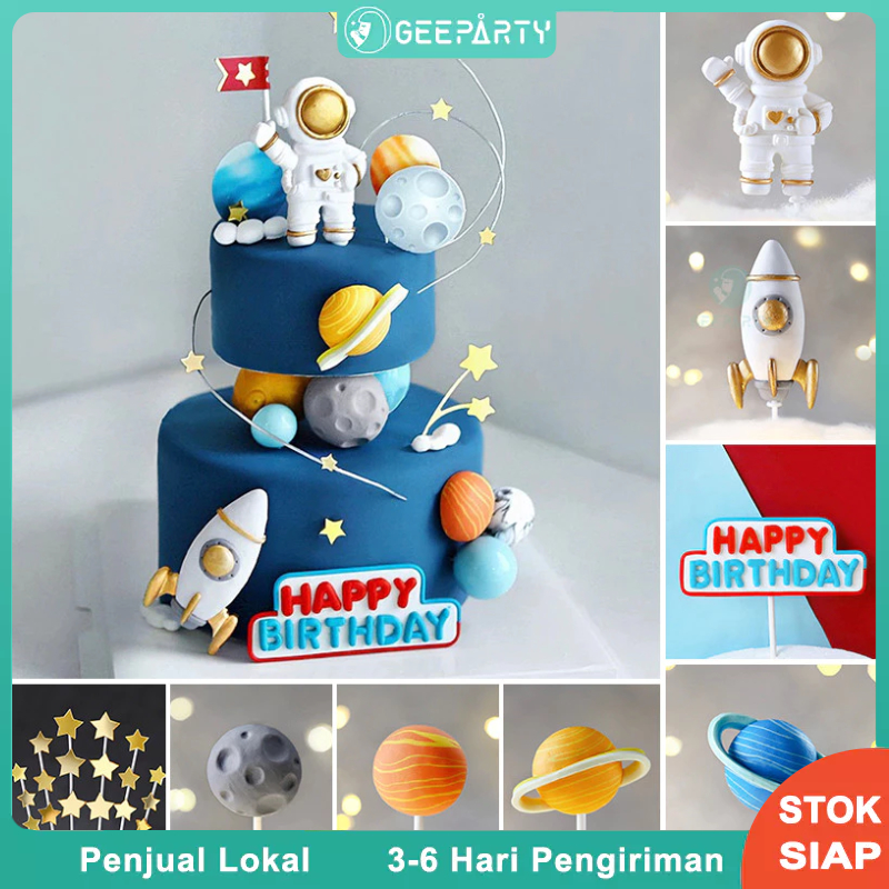 Jual Astronot Bintang Roket Topper Kue Planet Biru Untuk Dekorasi Kue ...