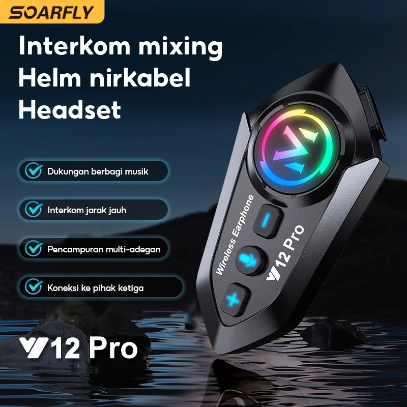 Jual Intercom Y12 Pro Headset Bluetooth 5.3 Helm Sepeda Motor Bluetooth Headset Hands Free Call ...