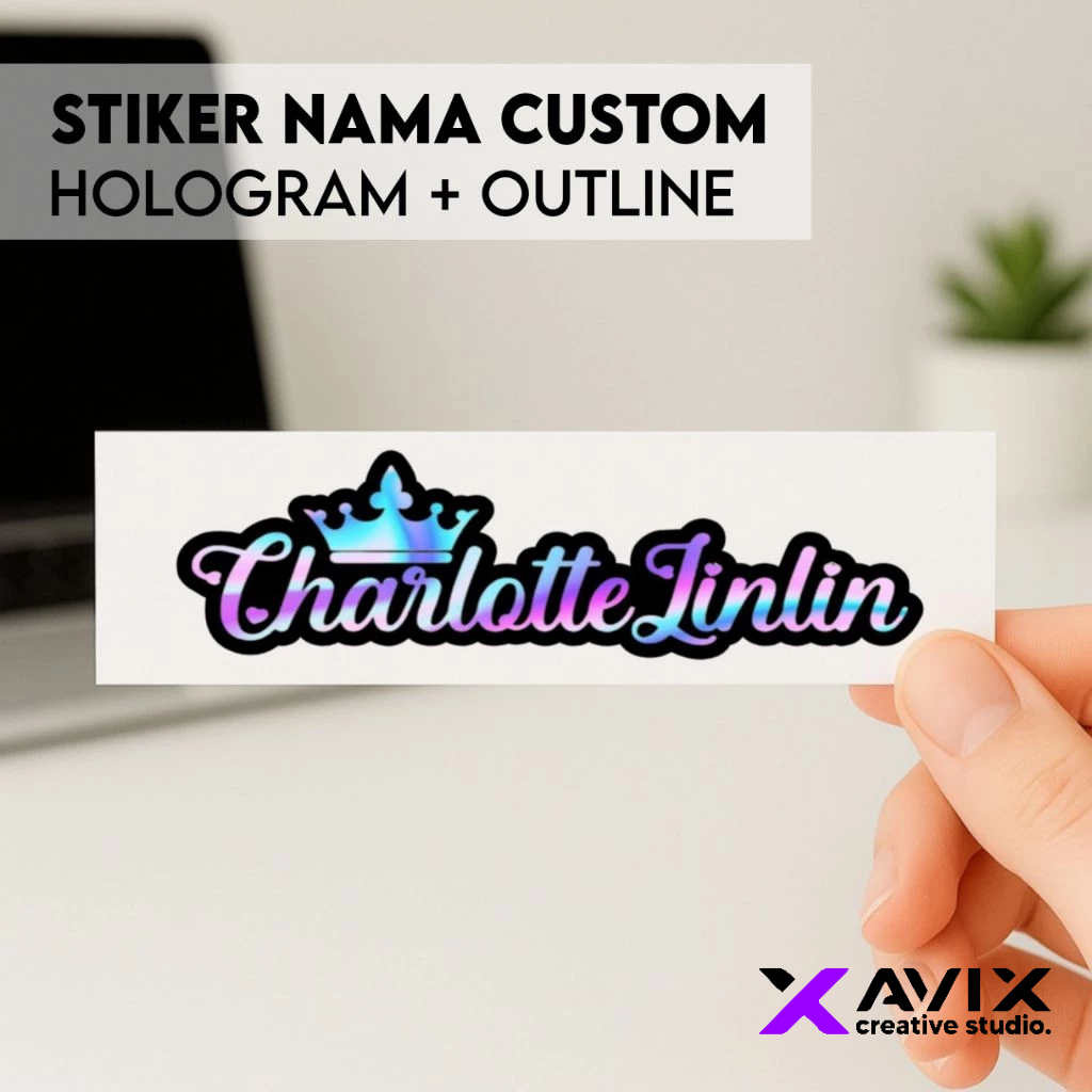 Jual AVXstc. | Stiker Nama Sendiri Logo Mahkota, Sosial Media. Hologram ...