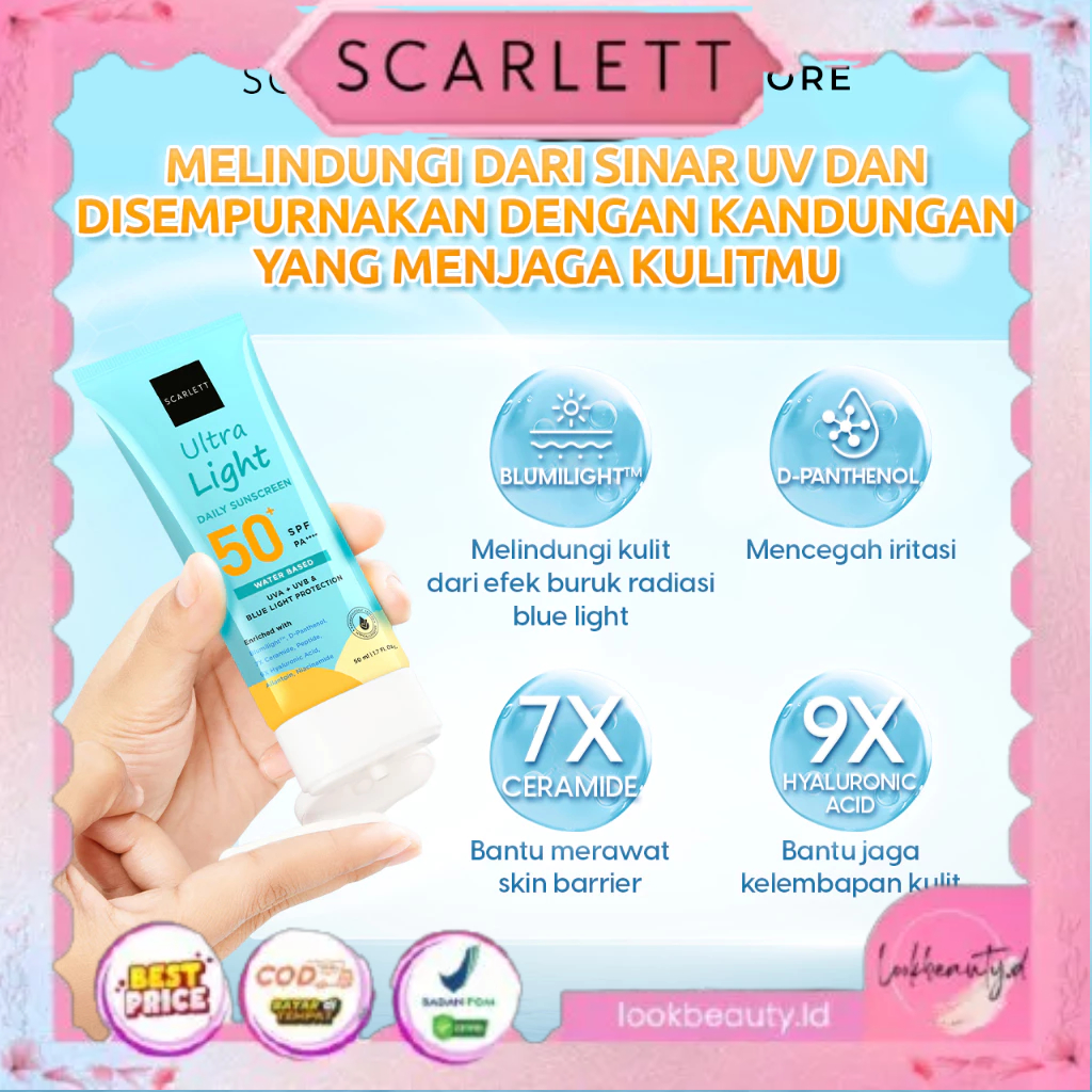 Jual SCARLETT WHITENING Sunscreen Sun Bright Daily SPF 50++ PA ...