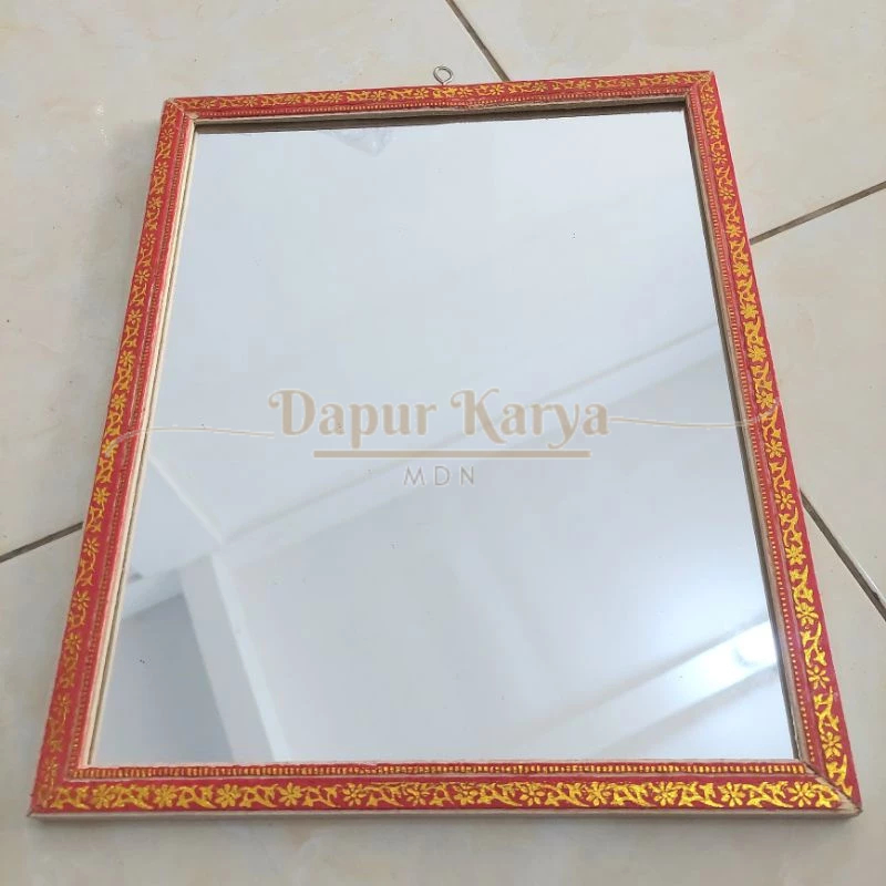 Jual [Wajib +Bubble] Cermin Kaca Persegi Bingkai Motif 35x28 cm 29x19 ...