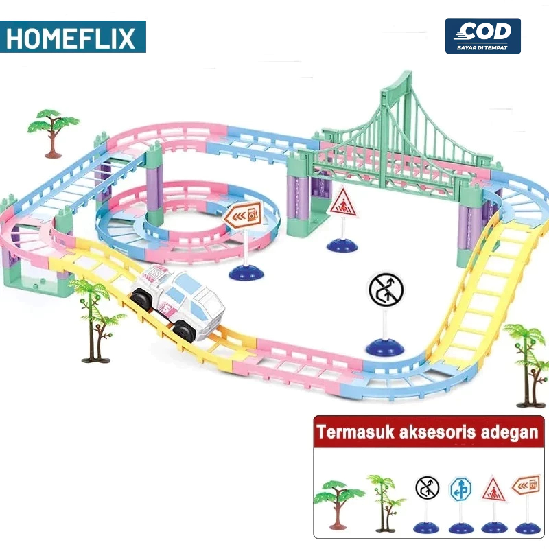 Jual Mainan Track Mobil & Kereta Api 100PCS Set DIY Jalur Dirakit Anak ...