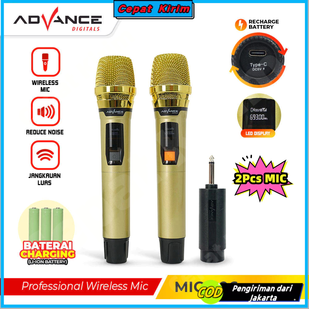 Jual COD Advance MIC-206 Double Digital Mic Wireless Mikrofon ...