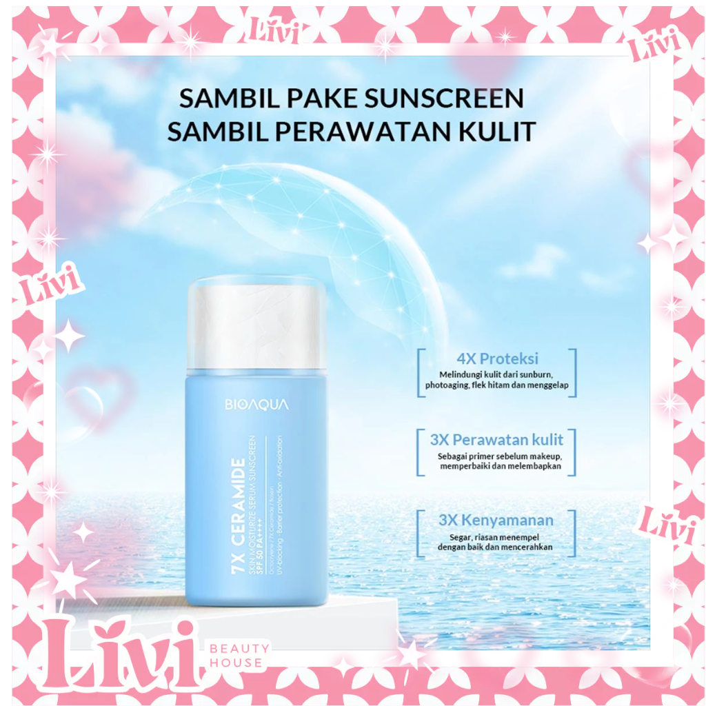 Jual LIVI - BIOAQUA 7X Ceramide Skin Moisturize Serum Sunscreen SPF ...