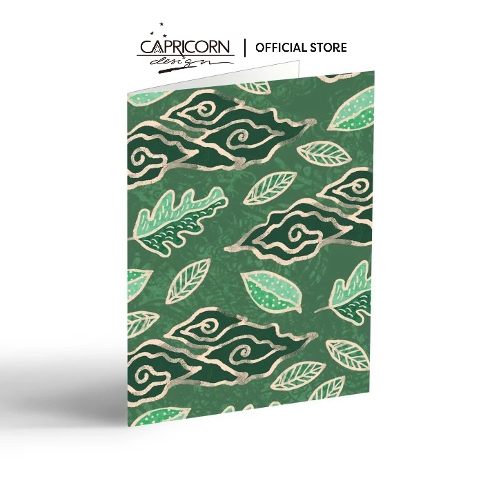 Jual Capricorn Design Kartu Ucapan Mewah Batik Mega Mendung Hijau ...