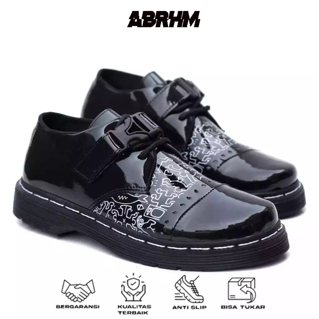 Jual ABRHM Sepatu Pantofel Formal Pria Docmart Hitam Mengkilap Kerja ...
