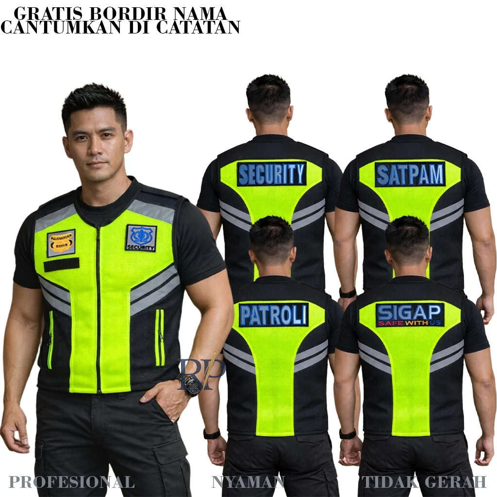 Jual Gratis Nama - Rompi Security Satpam Pria Jala Doublemesh Tebal ...
