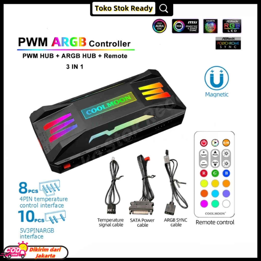 Jual REMOTE HUB CONTROLER ARGB PWM FAN SYNCRON CONTROLLER REMOTE ...