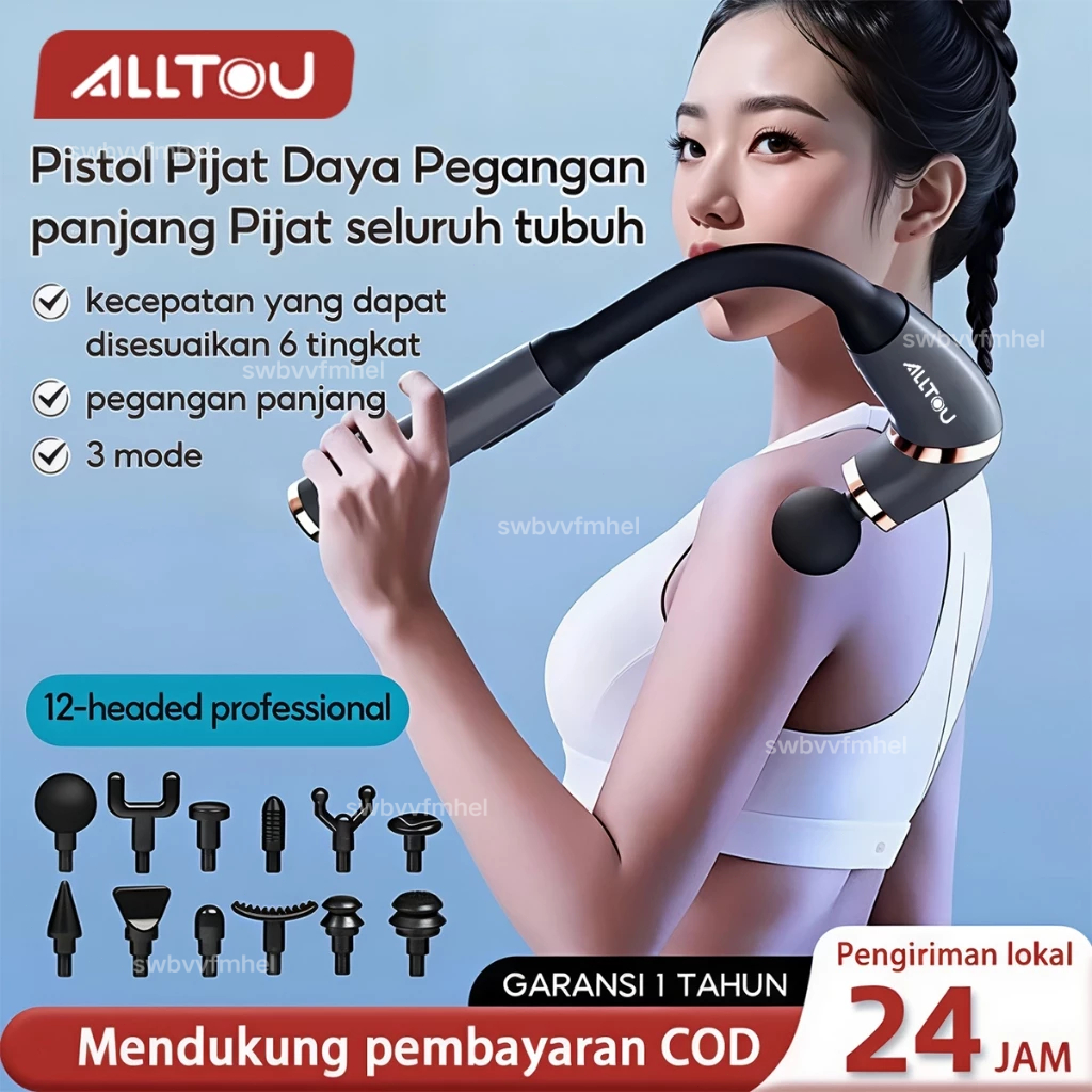 Jual ALLTOU 4 In 1 Massage Gun Alat Pijat Elektrik Getar Deep Tissue ...