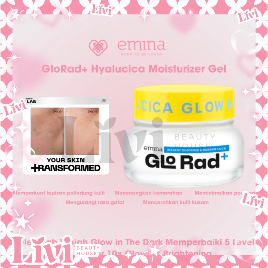 Jual LIVI - Emina Glo Rad+ 9-Hyalucica Glow Moisture Gel 50ml | Shopee ...