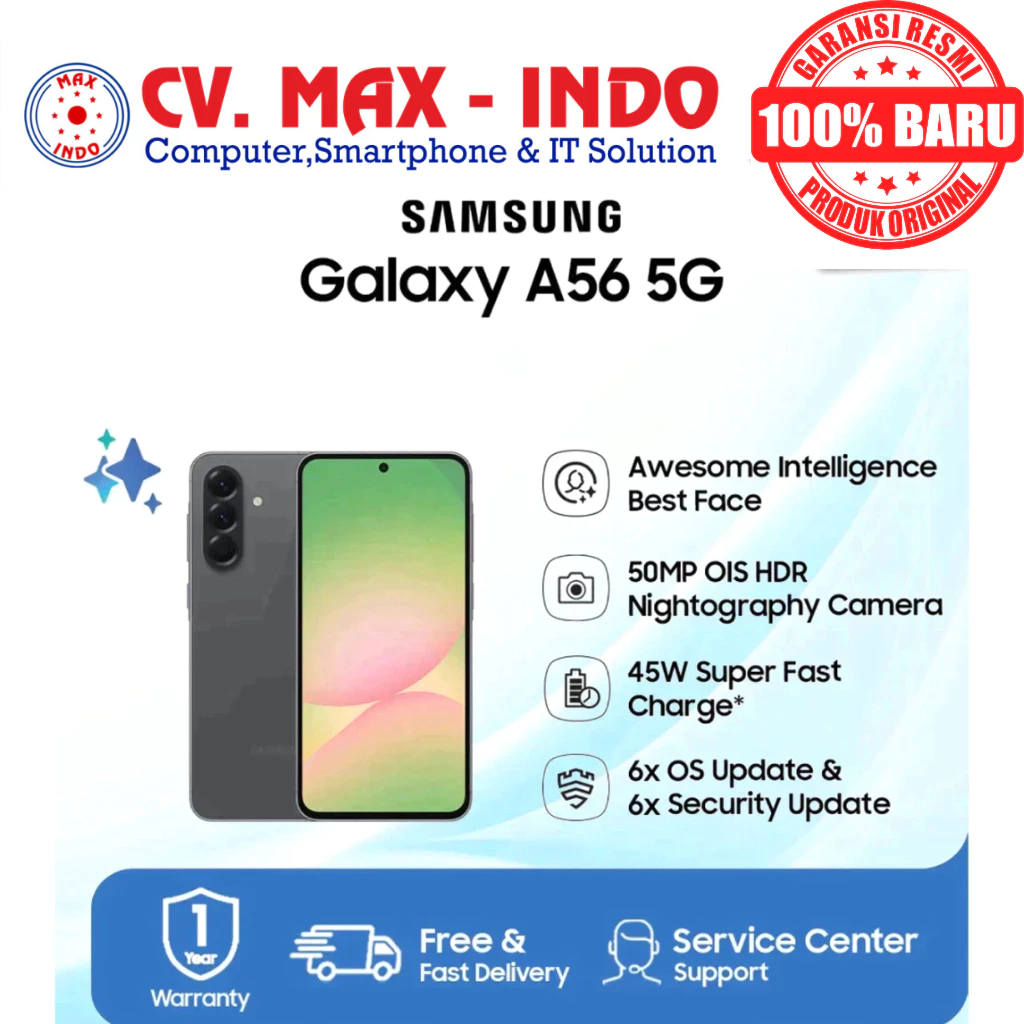 Jual SAMSUNG GALAXY A56 5G 12GB/256GB (SM-A566B/DS) 6.7" GARANSI RESMI ...