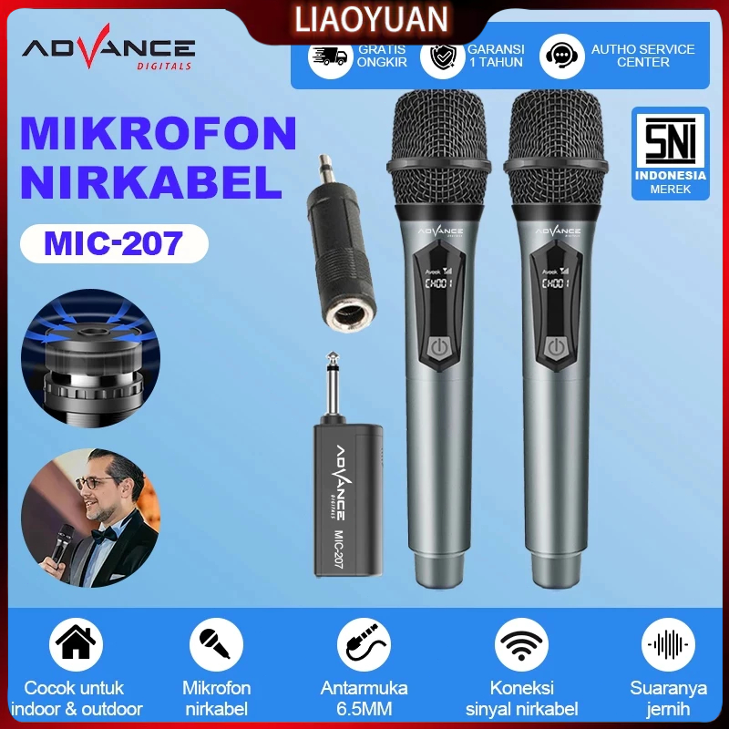 Jual Advance wireless microphone MIC-207 mic wireless karaoke mic ...